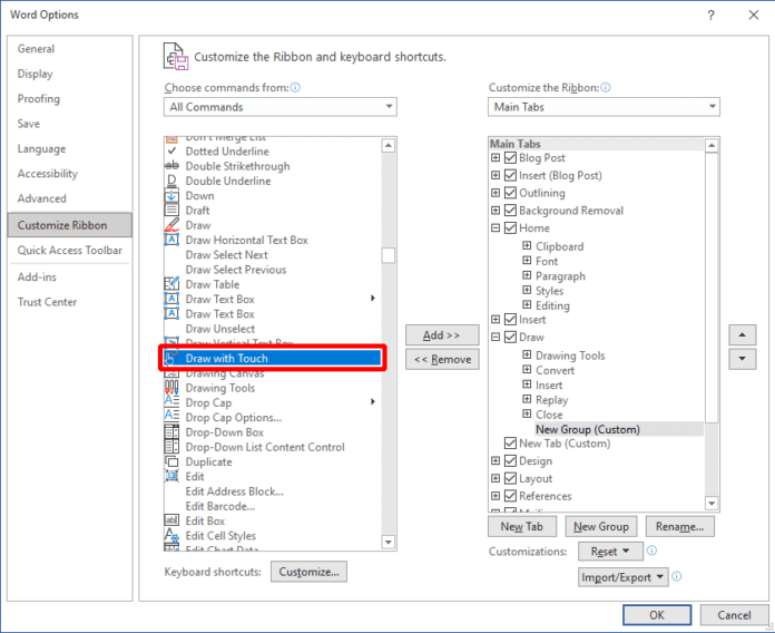 How to Enable/Disable Draw with Touch in Word, Excel, PowerPoint - MEFMobile